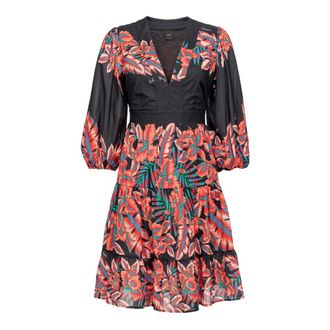 Pinko Baumwollkleid mit tropischem Print - - Dresses - Damen - Mehrfarbig - S