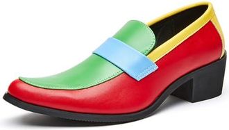 Generic Chaussures habill&eacute;es pour homme - Bout pointu - Talons hauts - Chaussures Derby Oxford tendance &agrave; enfiler, Rouge, 41 1/3 EU