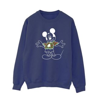 Disney Mickey Mouse Xmas Jumper Sweatshirt f&uuml;r Damen (Marineblau)