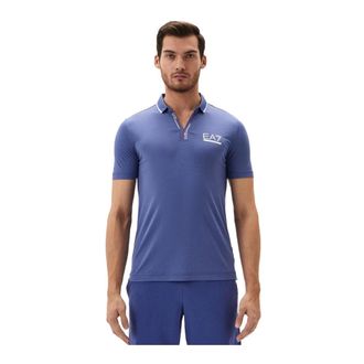 Emporio Armani Emporio Armani Ea7, Homme, Tops, Bleu, Taille: XL Polo Imprim&eacute; - Manches Courtes