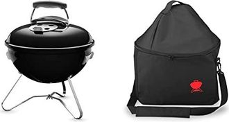 Weber 1111004 Smokey Joe Original, Holzkohlegrill, 37 cm, schwarz, f&uuml;r unterwegs, tragbar + Premium Tragetasche f&uuml;r tragbaren Holzkohlegrill Smokey Joe, sch
