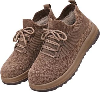 Generic Baskets Chaussons dhiver Femme Doublure en Polaire Chaude Lacets Baskets Chaussons De Marche Semelle Épaisse Antidérapante Confortables Légères Automn