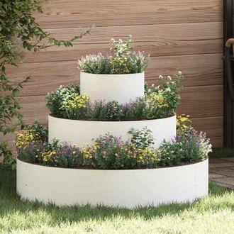 vidaXL Vidaxl - Cache-pot de jardin Blanc 90 x 90 x 20 cm Acier