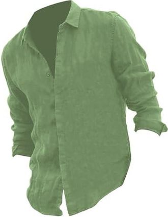 Generic Chemise d&eacute;contract&eacute;e &agrave; manches longues pour homme, chemise &agrave; col boutonn&eacute; pour homme, chemise minimaliste &agrave; coupe r&eacute;guli&egrave;re, chemise l&eacute;g&egrave;re et respira
