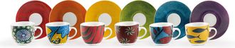 Excelsa Set mit 6 Espressotassen und Untertassen, 90 ml, Porzellan, Mehrfarbig, 6 St&uuml;ck (1er Pack)
