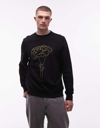 Paul Smith Sweat &agrave; imprim&eacute; fleuri esquiss&eacute; - Noir