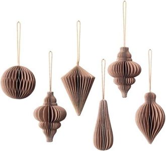 Broste Copenhagen broste Deko Christmas Mix PaperAanhänger im 6er Set, fertig gefaltig in Box, Größe 5x7 cm, Farbe Indian Tan