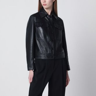 Salvatore Santoro Schwarze kurze Lederjacke