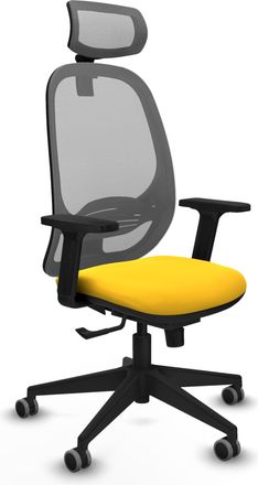 Piqueras y Crespo Home Office Stuhl mit 2D-Armlehnen, h&ouml;henverstellbarer Lendenwirbelst&uuml;tze und Kopfteil, h&ouml;henverstellbar und neigbar. Ausgestattet mit 3 Positionen, G