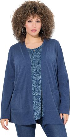 Ulla Popken gs1 data protected company 4069787000005 Womens Sweatjacke, Waffelstruktur, offene Form, Langarm Sweatshirt, dunkelblau, 28-30