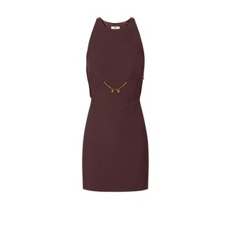 Elisabetta Franchi Kleid aus doppellagigem Cr&ecirc;pe- und Georgette-Stoff - - Dresses - Damen - Braun - L
