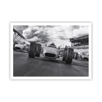 Arttor Poster ohne Rahmen Deko 100x70cm Formel 1 Schwarz und Wei&szlig; Wandposter Art Prints Wanddeko Bild Wand Kunstdruck Wandbilder Dekoration Wohnzimmer Schlaf