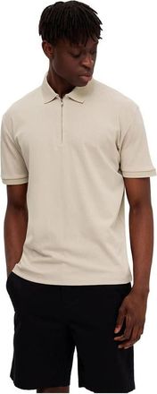 Selected SELETED Homme Herren SLHFAVE Zip SS Polo Poloshirt, Oatmeal, L