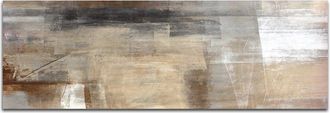 Paul Sinus Art Panoramabild auf Leinwand und Keilrahmen 120x40cm Malerei Kunstwerk abstrakt braun beige