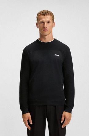 HUGO BOSS Strickpullover KN Momentum-X CN Rundhalsausschnitt, Regular Fit, kontrast HD-Logo