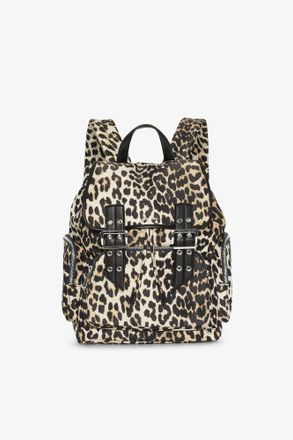Ganni Bucky-Rucksack aus Nylon mit Leopardenmuster gemischt