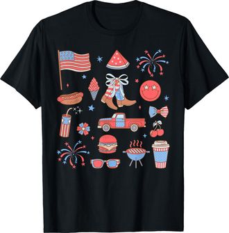 Trendy Apparel USA Fourth of July Collage Flag BBQ Truck T-Shirt