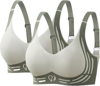Generic Gather Bra Soutien-Gorge Doux Confortable Gather Bra Soutien-gorge Sans Fil Femme Lingerie Quotidien Sports BHS 2 PC Pour Le Sommeil, h, 5XL