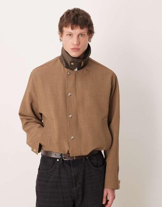 Asos Blouson Harrington &agrave; col contrastant - Marron p&acirc;le-Brown