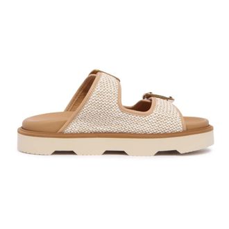 Hogan Raffia Sandale mit Schnallenstickerei - - Shoes - Damen - Braun - 36 EU