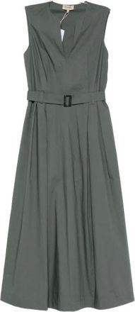 Woolrich Femme, Robes, Vert, Taille: 44 FR V-neck Pleated Midi Dress