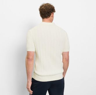 Olymp Kurzarmshirt mit Flecht-Muster und Polokragen, Strick