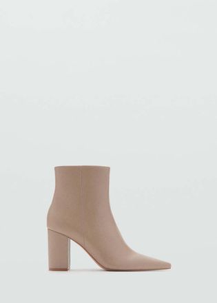 Mango Bottines pointues talon bloc &eacute;cru - Femme - 42 - MANGO