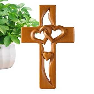 Generico Herz zur Wanddekoration, rustikale Dekoration aus Holz, rustikale Herzstatue, hohl, f&uuml;r Paare, Wohnzimmer, Schlafzimmer, Bauernhaus, Hochzeit und Vale