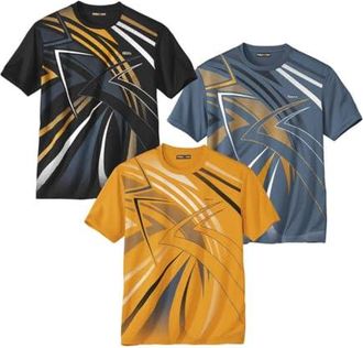 Atlasformen Lot de 3 Tee-Shirts Homme - T-Shirts Manches Courtes - Col Rond - Disponible en Grandes Tailles du M au 5XL