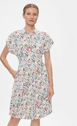 Tommy Hilfiger Hemdkleid Amd Pleated Ss Knee WW0WW42444 Weiß Regular Fit