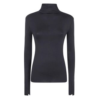 Thom Krom Femme, Pulls, Noir, Taille: 40 FR Pull à Col Haut Élégant