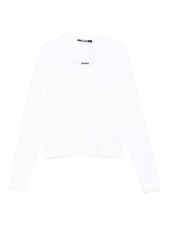 Jacquemus Langarmshirt mit Logo-Patch - Weiß