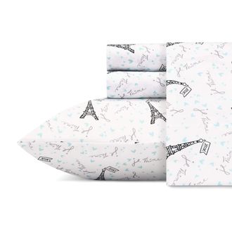 Betsey Johnson Bettlaken für King-Size-Bett, weich und leicht, farbecht und knitterarm (Je TAime Paris, King-Size)