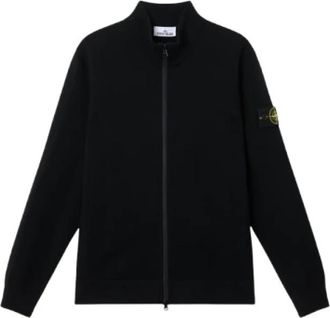 Stone Island Schwarzer Wollpullover mit hohem Kragen - - Jackets - Herren - Schwarzk - M