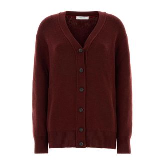 Ferragamo Burgundy Cashmere Blend Cardigan - - Knitwear - Damen - Rot - XS