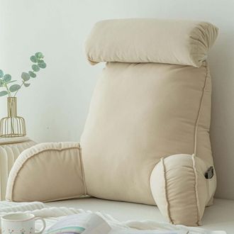 Generic Komfortables Lesekissen R&uuml;ckenkissen, Mit Armlehne,mit Nackenkissen und Einstecktasche, f&uuml;r Bettruhe, Lesen, Fernsehen und Spielen auf dem Bett Couch,