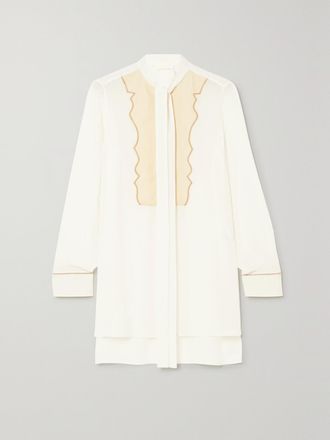 Chlo&eacute; Schluppenbluse Aus Cr&ecirc;pe De Chine Aus Seide Und Leinen - Wei&szlig;