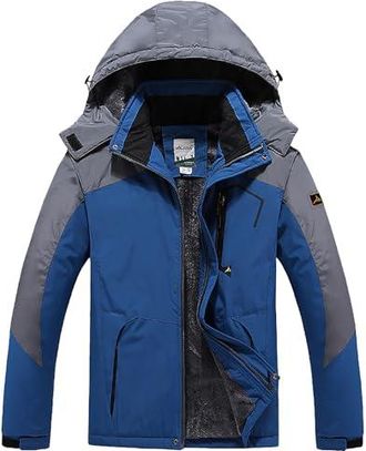 Generic Vestes dhiver pour homme avec capuche amovible - Doudoune matelass&eacute;e en polaire &eacute;paisse - Parka thermique imperm&eacute;able et coupe-vent pour la randonn&eacute;e,