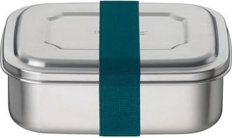 Thermocafé by Thermos TC SANDWICH BOX teal 0,80l, Brotdose aus Edelstahl mit Textilband, Pausenbrot für Uni, Schule und Büro, spülmaschinenfest und BPA-frei