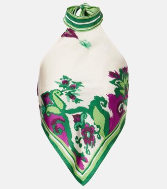 Poupette St Barth Top Giulia en satin &agrave; imprim&eacute;