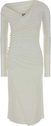 Elisabetta Franchi Midi-Kleid mit V-Ausschnitt - - Dresses - Damen - Wei&szlig; - L