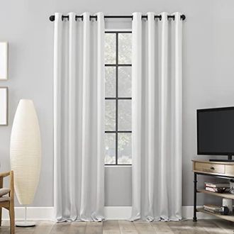 Sun Zero Sun Zero Nordic Ösenvorhang, Theaterqualität, geräuschreduzierend, extrem, 100% Verdunkelung, 132,1 x 54 cm, Perlmutt-gebrochenes Weiß, 2 Stück