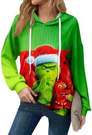 Generic Le Grinch Sweat A Capuche Femme Polaire Vêtements De Adulte Pyjama Oversize Christmas Sweet Noël Pilou Noel Chaud Sweatshirts Hiver Pull The Plaid Moc