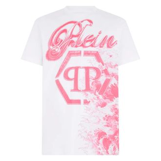 Philipp Plein Homme, Tops, Blanc, Taille: L T-Shirt Col Rond Signature C&eacute;ramique