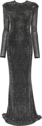 Twentyfourhaitch Robe Longue Orn&eacute;e de Cristaux - Femme - Robes - Noir - Taille: 46 FR