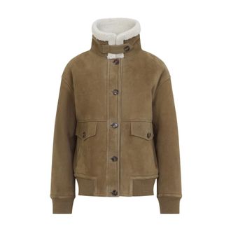 Yves Salomon Blouson aviateur en peau dagneau shearling - Femme - Vestes - Brun - Taille: 36 FR