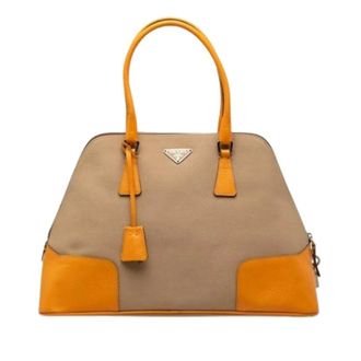 Prada Sac &agrave; main en toile Pre-owned - Femme - Pre-owned - Beige - Taille: ONE Size