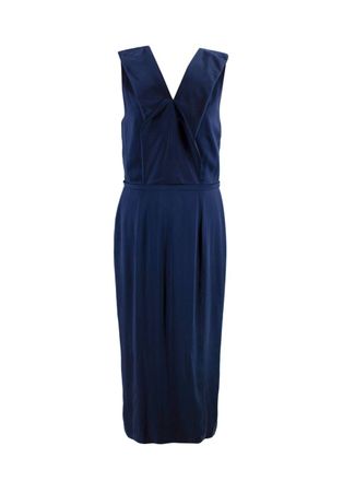 Haider Ackermann Navy Silk Midi Dress Size M