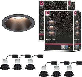 Paulmann 5268 Set LED Einbauleuchte Cole Coin 6er-Set IP44 88mm Coin 6x6W 6x470lm 230V dimmbar 2700K Schwarz matt