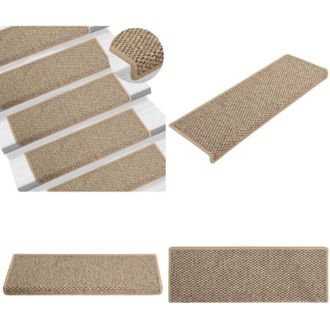 vidaXL Treppenmatten Selbstklebend Sisal 15 Stk. 65x21x4cm Dunkelbeige - Treppenmatten - Teppiche F&uuml;r Treppen - Stufenmatte - Sisal Look - Antirutsch - Home